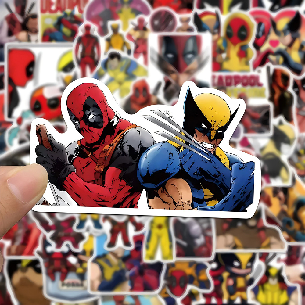 50PCS Cool Disney Deadpool Wolverine Stickers Movie Superhero Cartoon ...