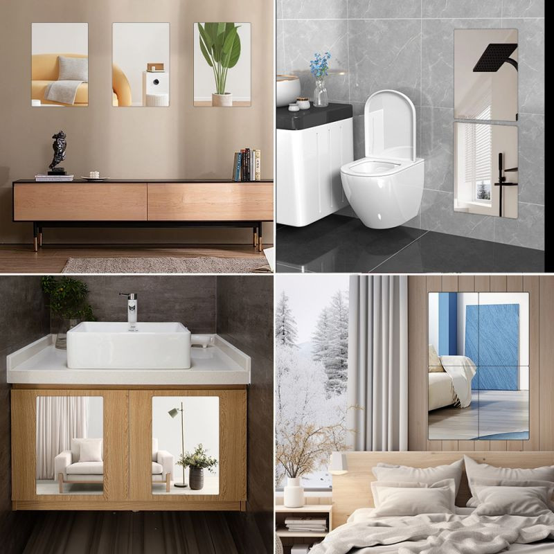 Rectangle Acrylic Mirror Sheet - Self Adhesive Flexible Non Glass ...