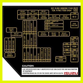 ♀ Isuzu MUX - DMAX fusebox fuse box STICKER label (Heavy duty \ all ...