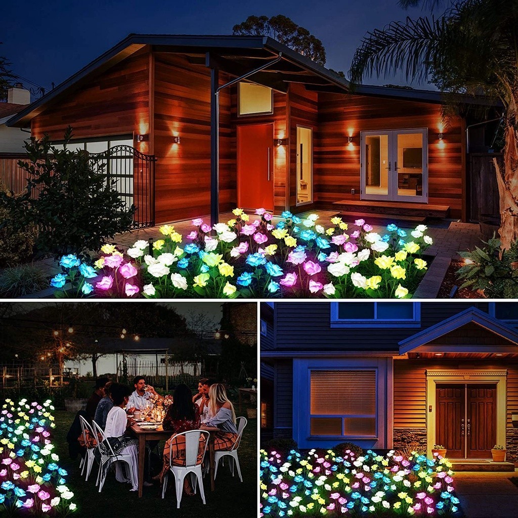 Solar Lights Outdoor Waterproof Rose Flowers, LED Fairy Lights for Home ...
