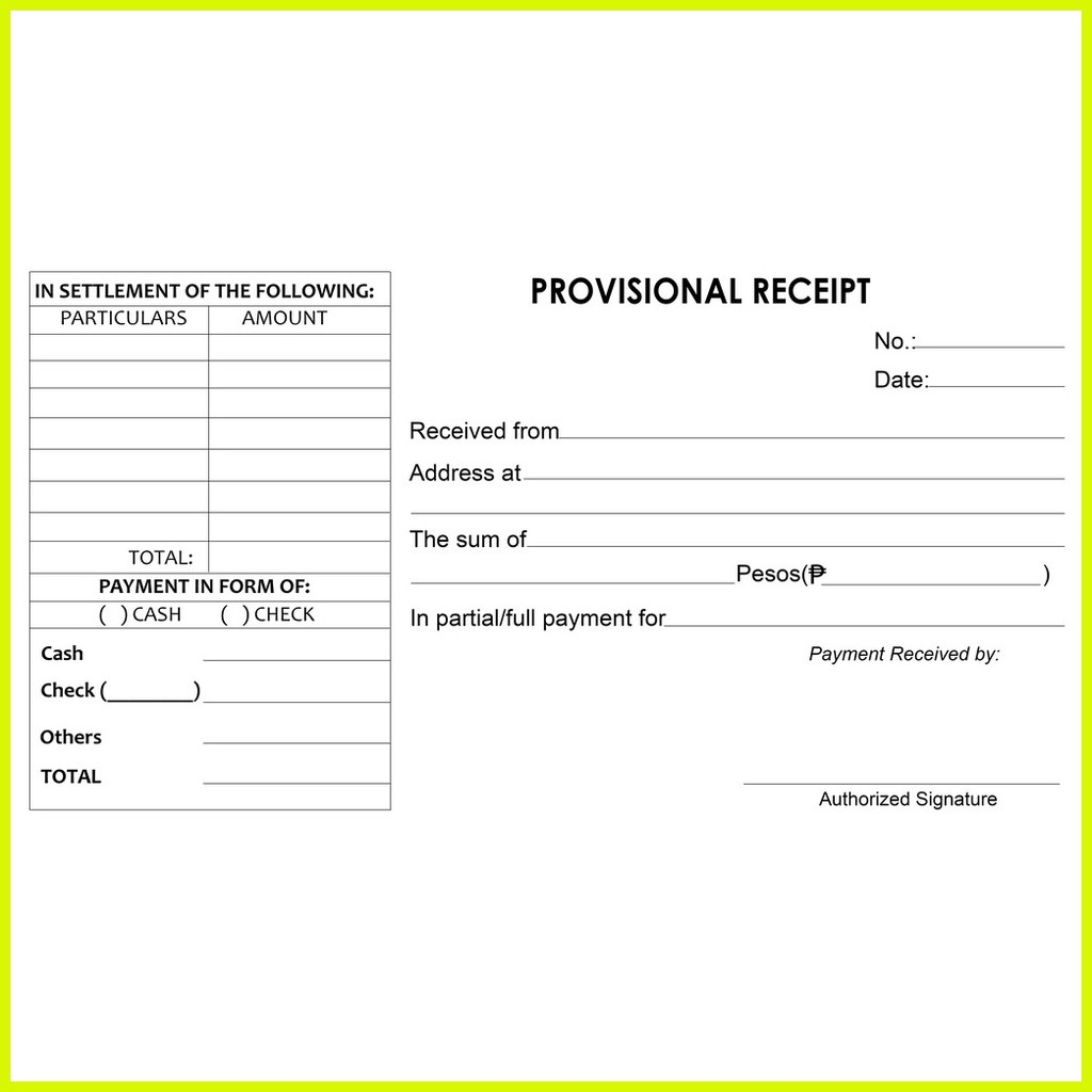 GENERIC ACKNOWLEDGEMENT RECEIPT / PROVISIONAL RECEIPT / COLLECTION ...