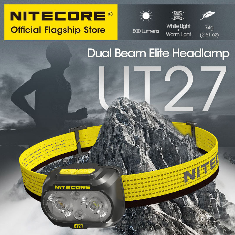 NITECORE UT27 800 Lumens Headlamp Trail Running Headlight Warm White ...