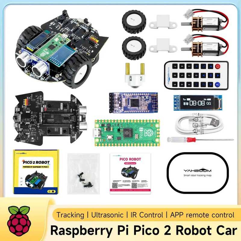 Raspberry 2 ★ Pi Pico2 Robot Car DIY Robotic Electronic Kit Education Micropython Programming ...