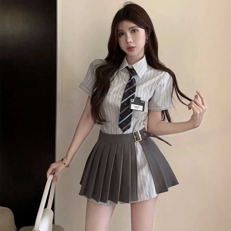 AA AA Sweet Preppy Style JK 2025 Summer Short Sleeve Uniform Set Women ...