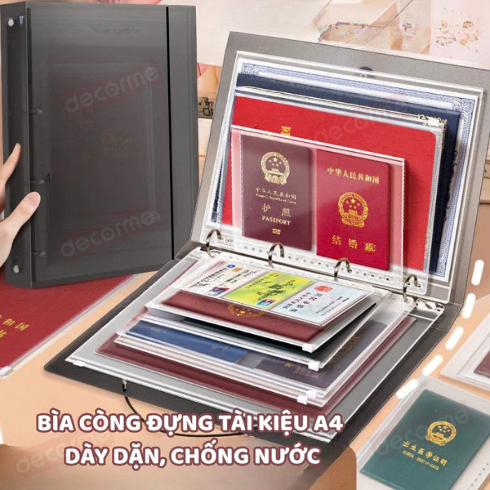 A4 A5 A6 Document Cover with Waterproof Zip Bag to Help Store Important ...