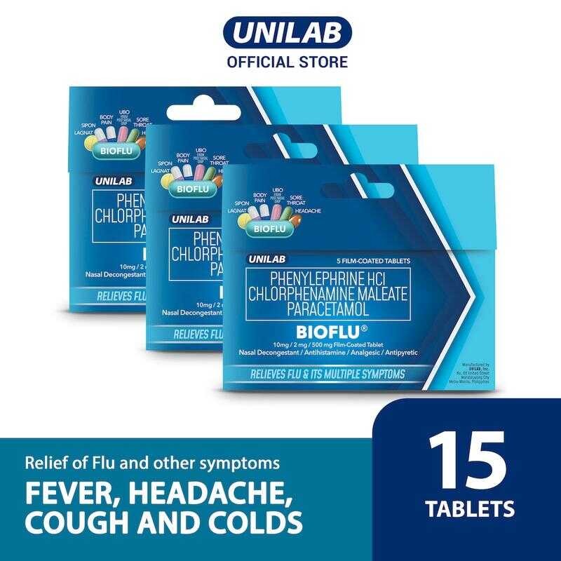 Unilab Bioflu 15 Tablets - Relief Of Flu And Other Symptoms Like Fever ...