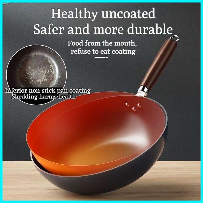 wok pan Authentic China Non stick Wok Pan Cast Iron Wok Carbon Steel ...