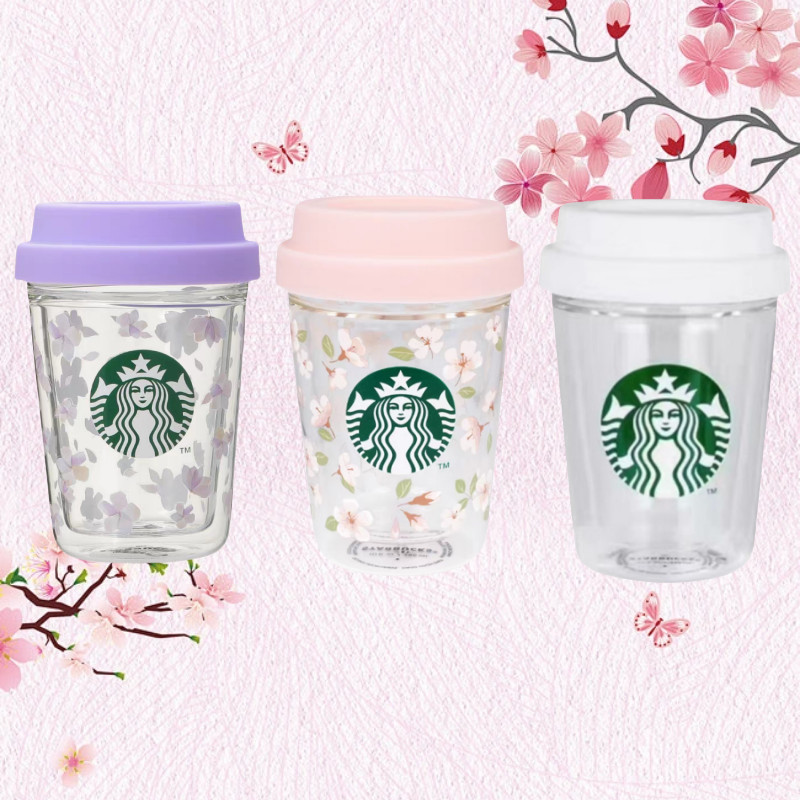 Pink Purple White Starbucks Cup with Lid 296ml Sakura Series 2025 ...