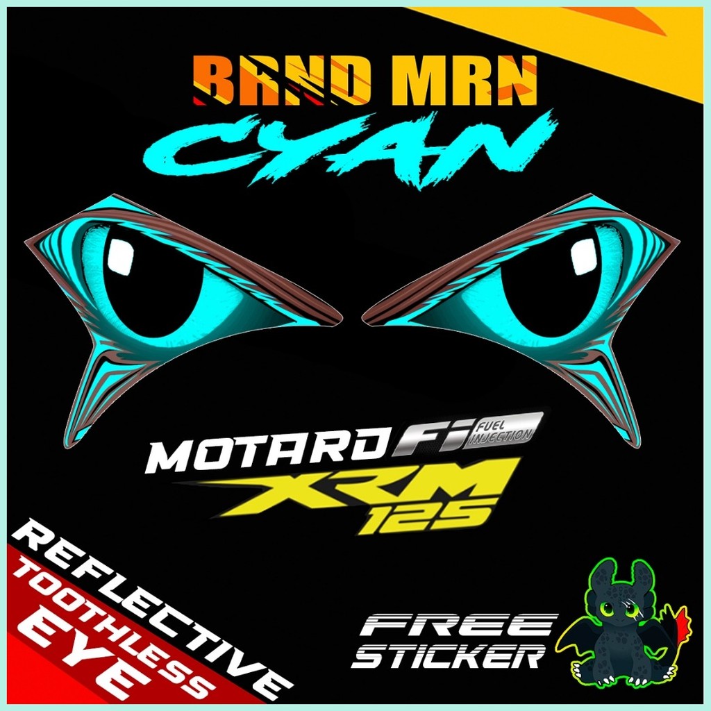 HONDA XRM MOTARD 125 FI TOOTHLESS EYE DECAL REFLECTIVE STICKER TINT ...