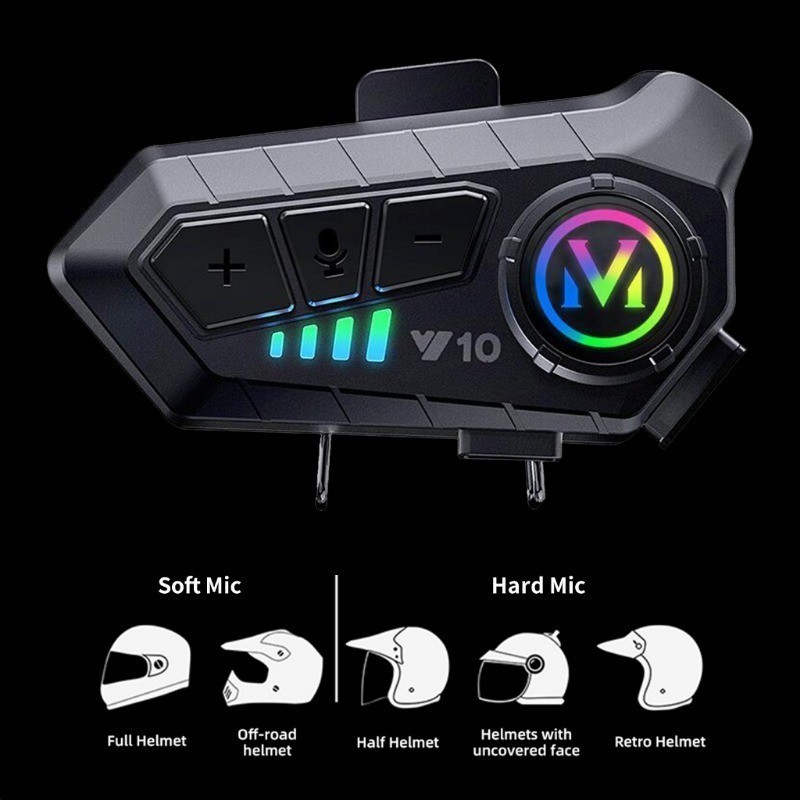 Y10 Helmet Intercom for Motorcycle Wireless Hands-free Call Phone IPX6 ...