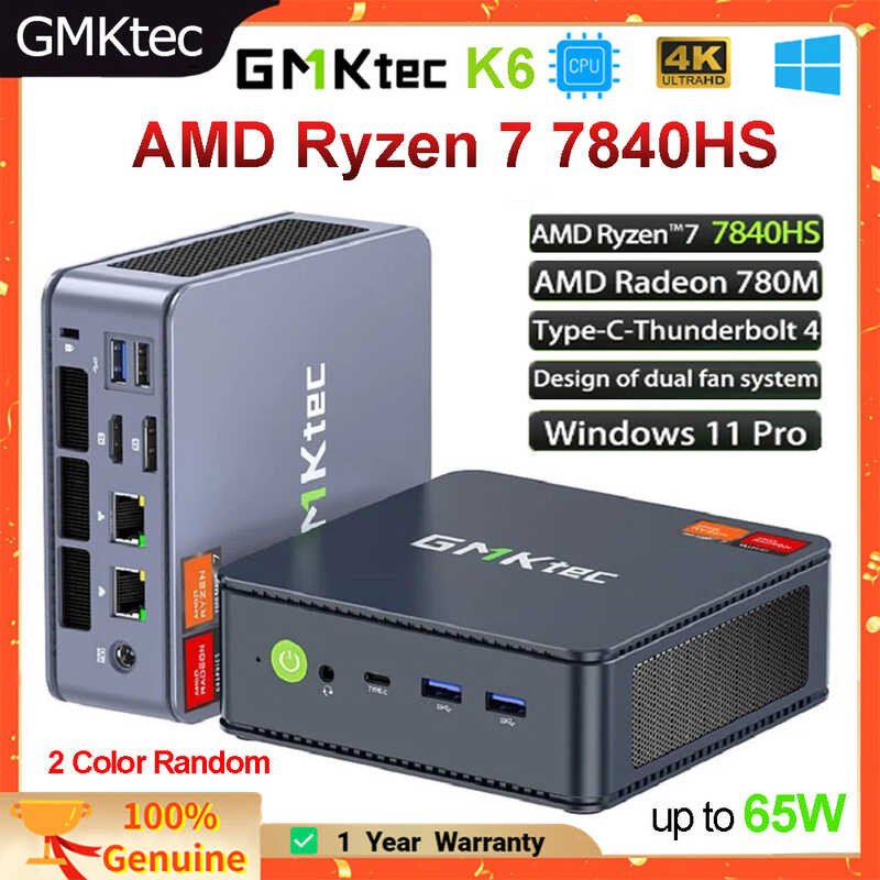 G K6 AMD Ryzen 7 7840HS MINI Wins 11 Pro DDR5 NVME SSD PCIE 4.0 WIFI6 BT5.2 Dual 2.5G Lan Desk ...