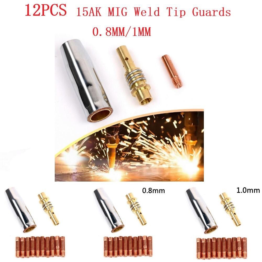 dailylife1.ph ️ 12 pcs MB15 MIG Welding Nozzle Shroud Contact Tips 0.8/1 mm M6 Tip Holder Kit ...