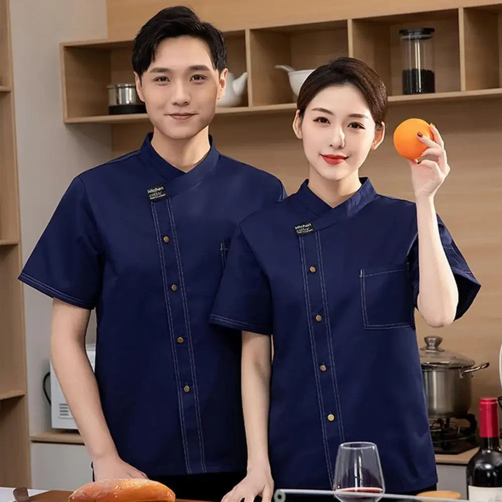 New Chef Jackets for Men Women Short Sleeve Cook Shirt Solid Chef ...