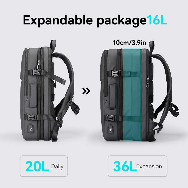 Ryden Mark Man Backpack Fit 17 Inch Laptop USB Recharging Multi-Layer Space Travel Male Bag ...