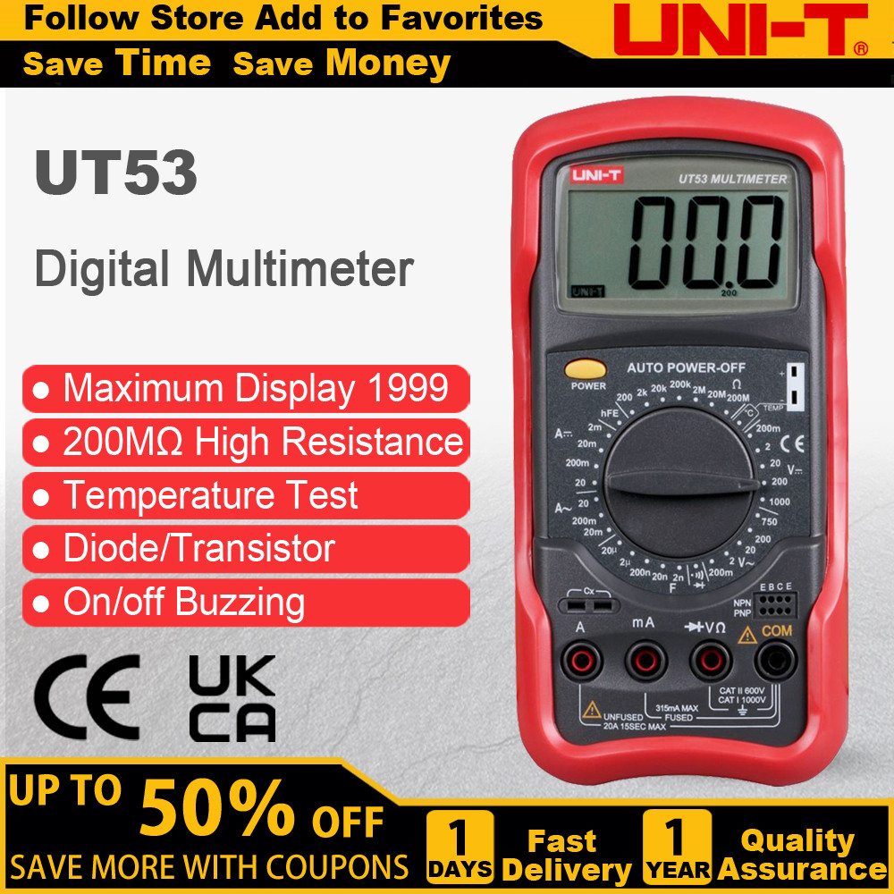 Uni-T Ut53 Resistance Measurement Diode/Transistor Test Digital Display ...