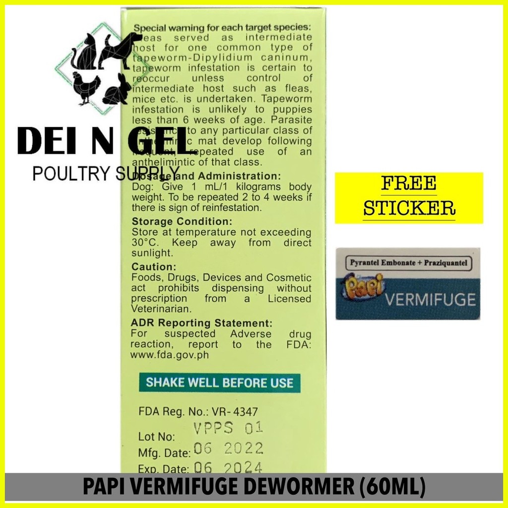 ♒ ♂ Papi Vermifuge Suspension for Dog & Cat Dewormer (60ml) | Shopee ...