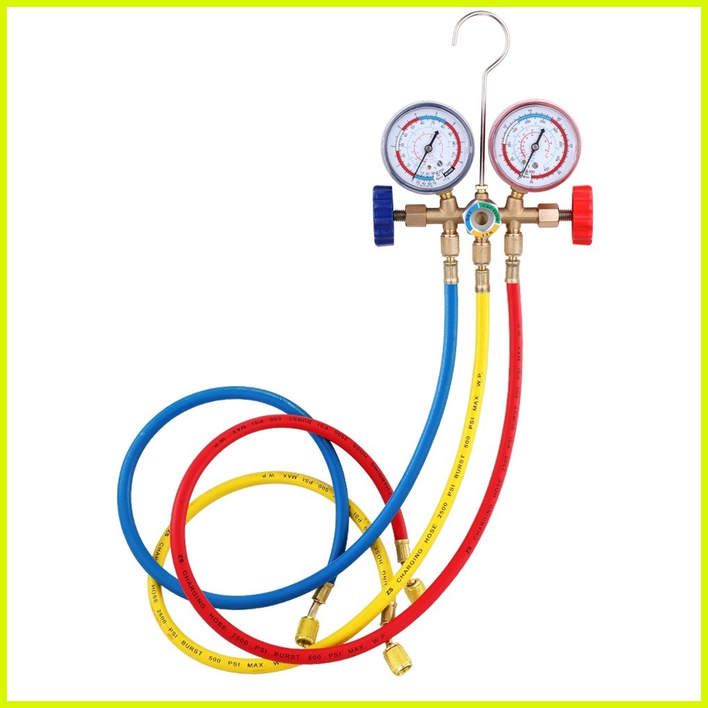 ☪ R134A Aircon Manifold Gauge Freon Pressure Gauge AC Refrigerant ...