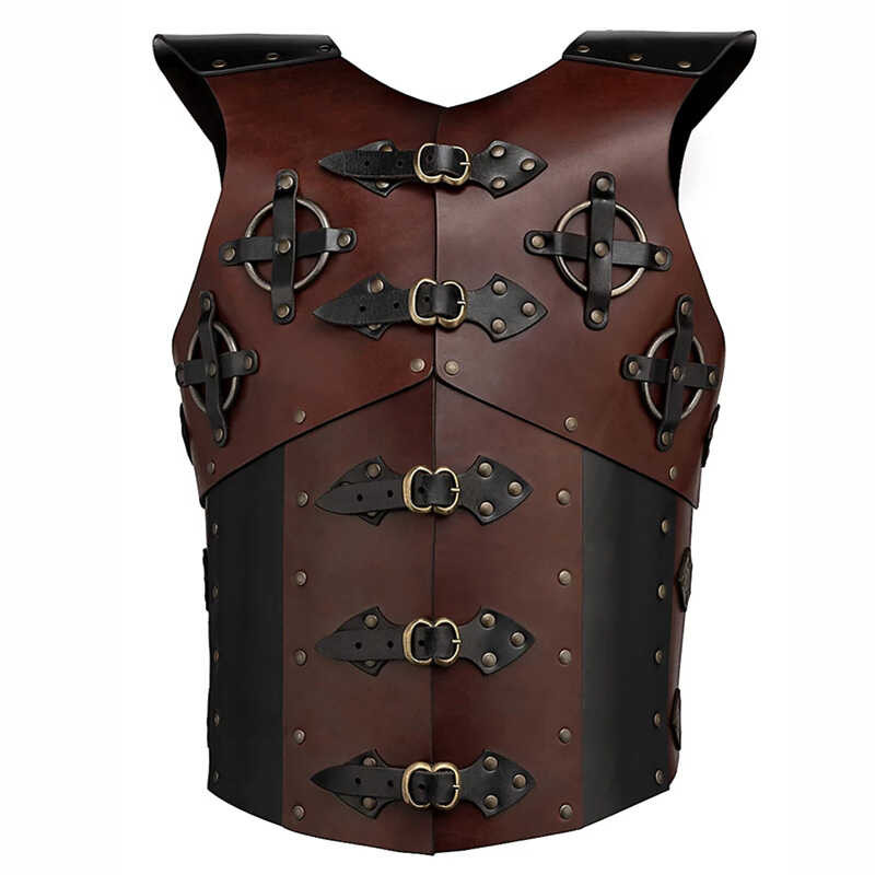 Medieval Steampunk Rivet Buckle Armor Viking Warrior Knight PU Leather ...