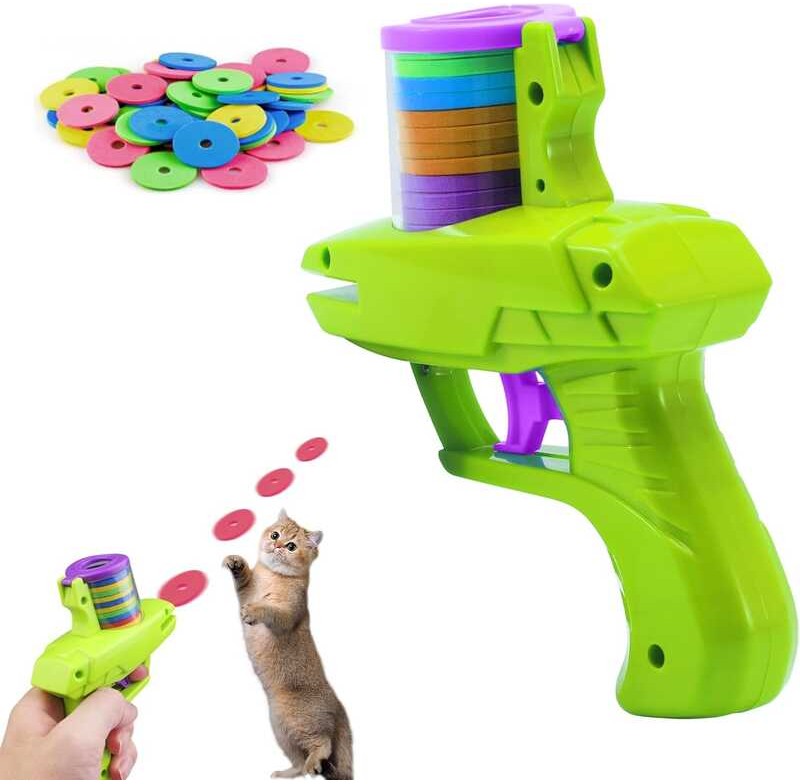 PAKESI Launcher,60 Foam Discs Cat Indoor Cats,Cat Fetch Toy Gun Shooter ...
