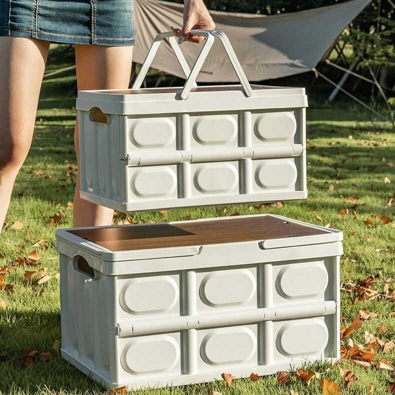 Foldable Storage Organizer Box Camping Storage Boxes With Wood Lid As ...
