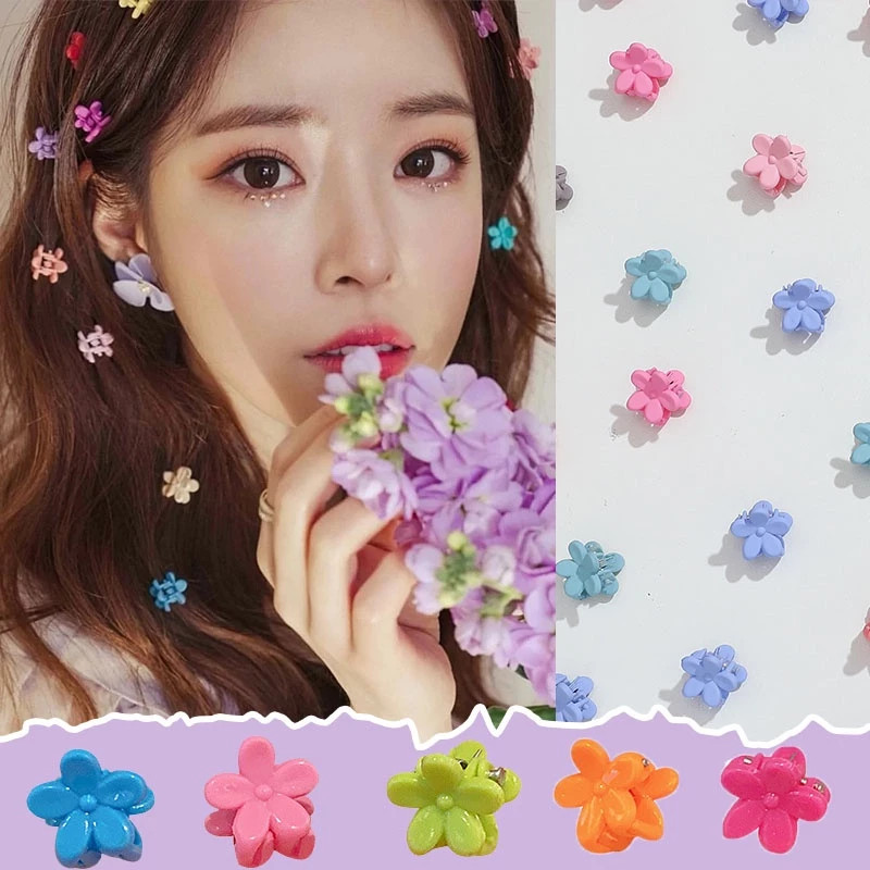 30Pcs/50Pcs Bag Mini Cute Kids Hairpins Cartoon Colorful Crown Flowers ...