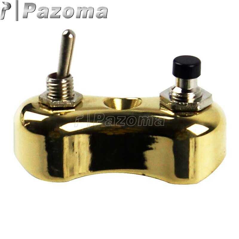 AA Brass Motorbike 7/8" Or 1" Handlebar Switch-Block Push Button Toggle ...