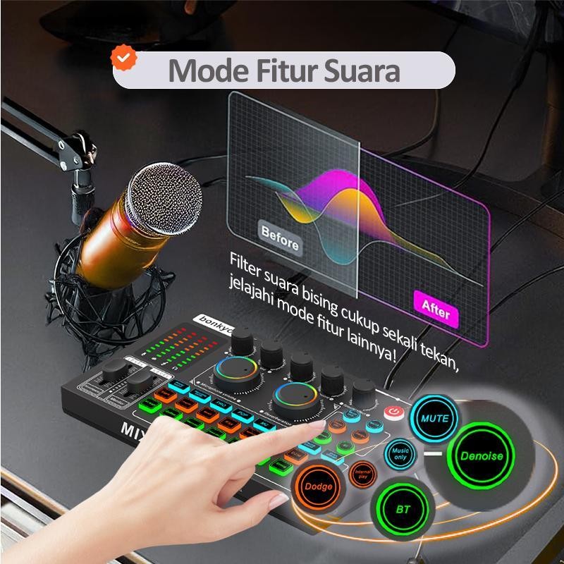 bonkyo F999MAX Sound Card Full Set with Microphone LED Ring Light for ...