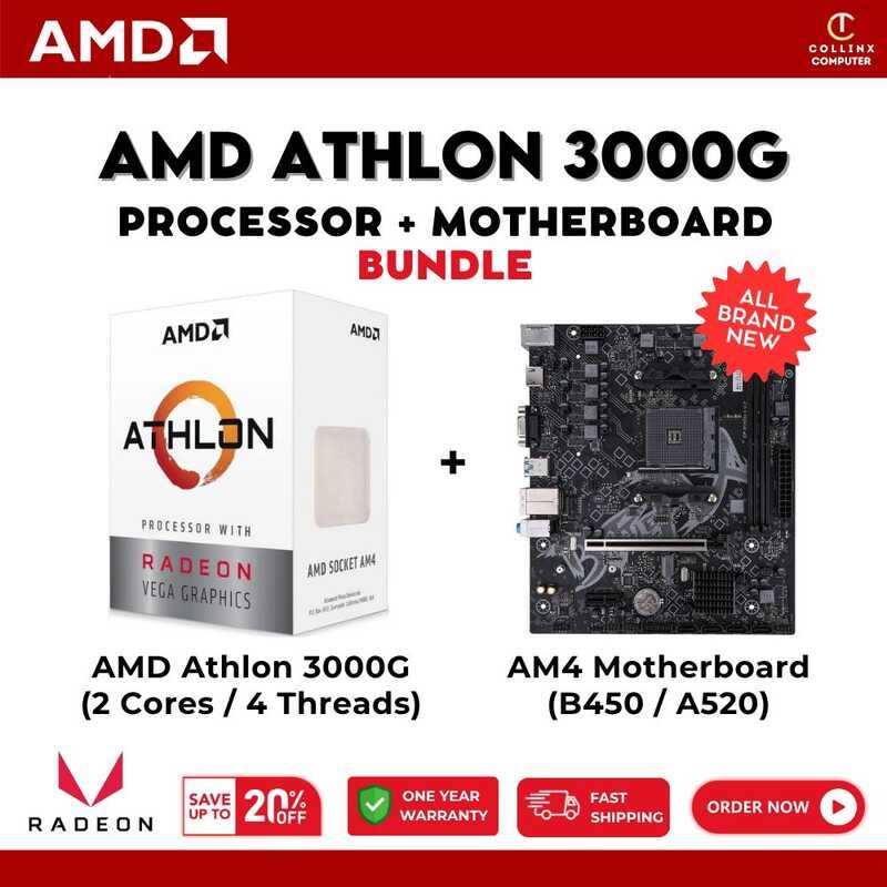 ( AMD Athlon 3000G Bundle ) Processor + Motherboard B450m A520m Asrock ...