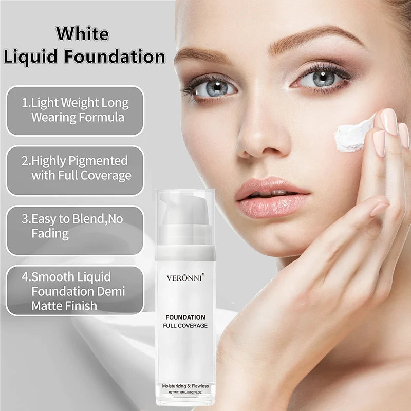 VERONNI Pure White Liquid Foundation for Cosplay stage Makeup Long ...