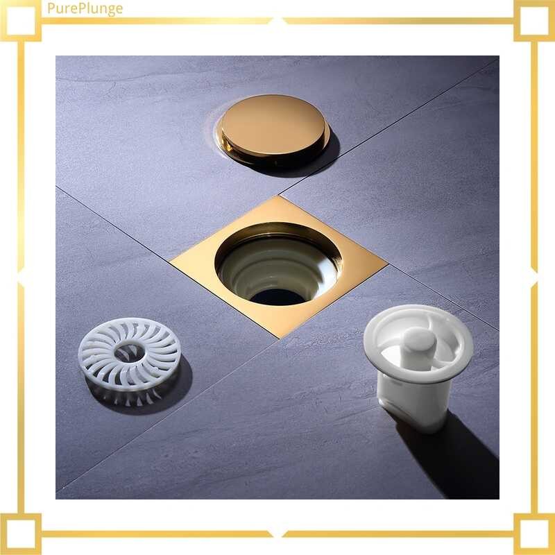 Pureplunge 【Exclusive】 Or Drain Brass Rose Gold Square 10X10cm Bathroom ...