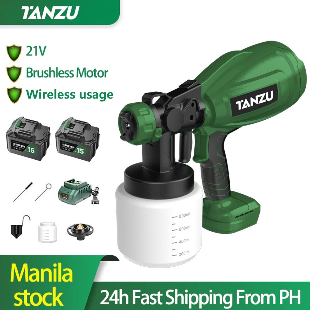 Tanzu Cordless Electric Paint Spray Gun With 18650 battery, long ...