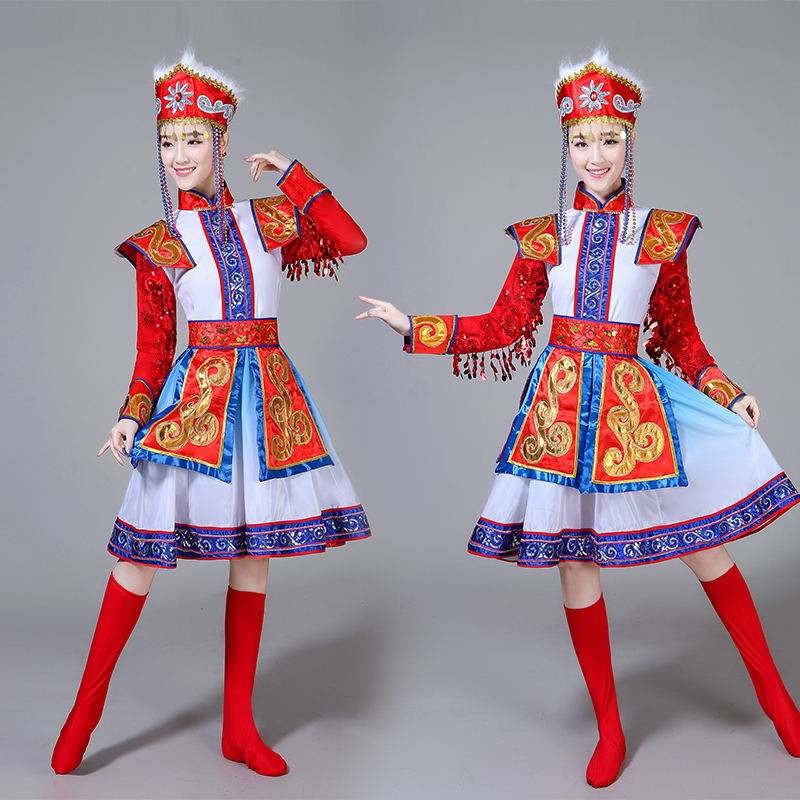 Adult Art Archaeology Mongolian Dance Costume Female Minority Ethnic ...
