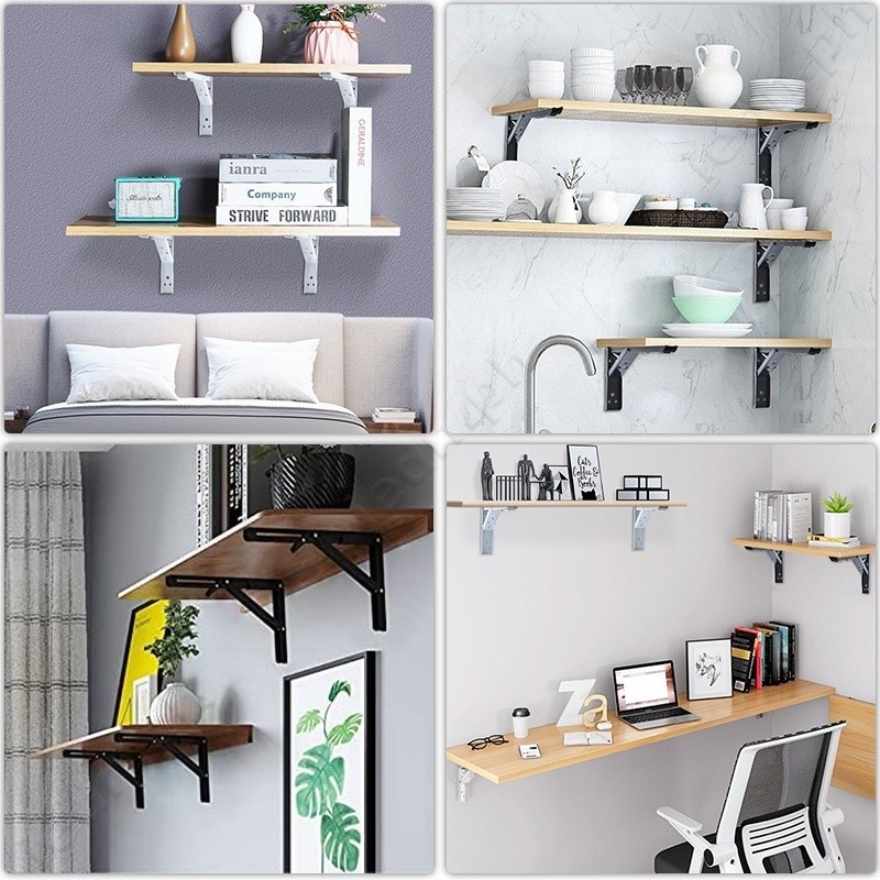 2PCS Hanging Angle Bracket Stainless Steel Foldable Wall Organizer ...