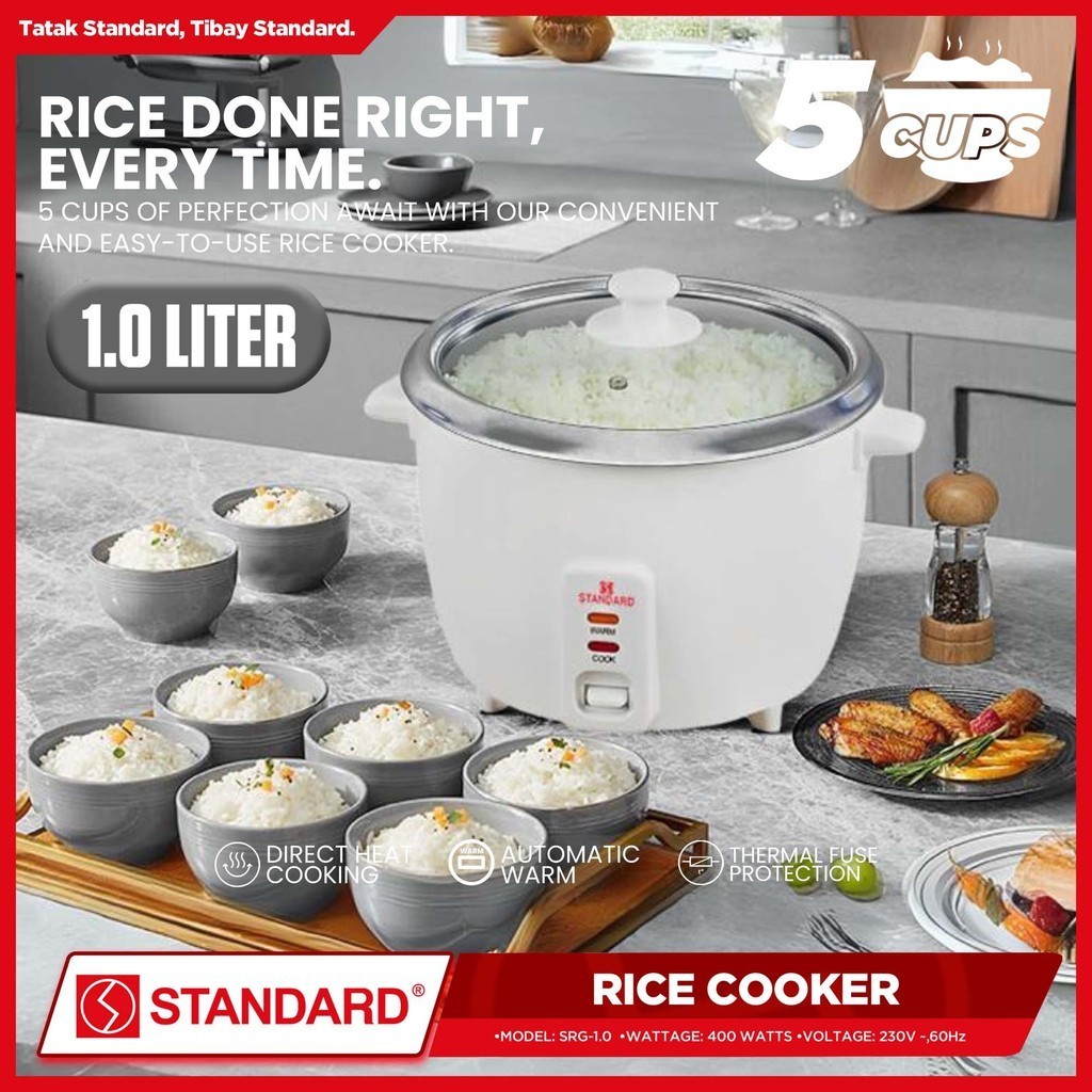 Standard Rice Cooker 1 Liter 5 Cups Rice with Measuring Cup & Rice ...