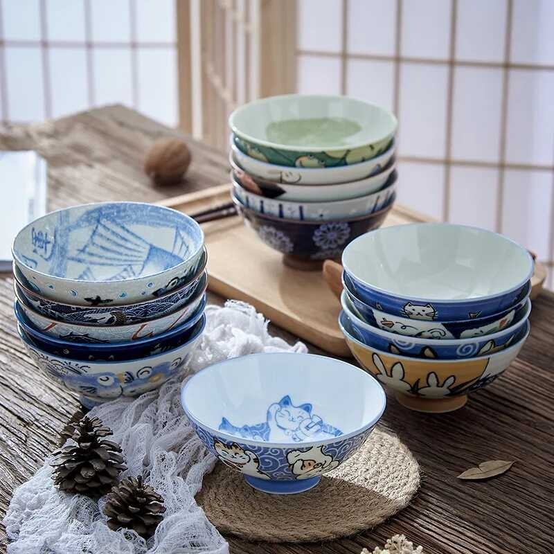 House Bowls Underglaze Color Small Cartoon Cute Animals Japane Ceramic ...