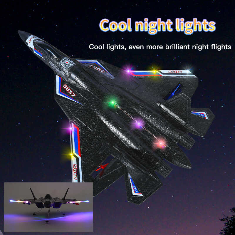 RC Plane Φ Su57 2.4G Sa LED Lights Aircraft Remote Control Flying Model ...