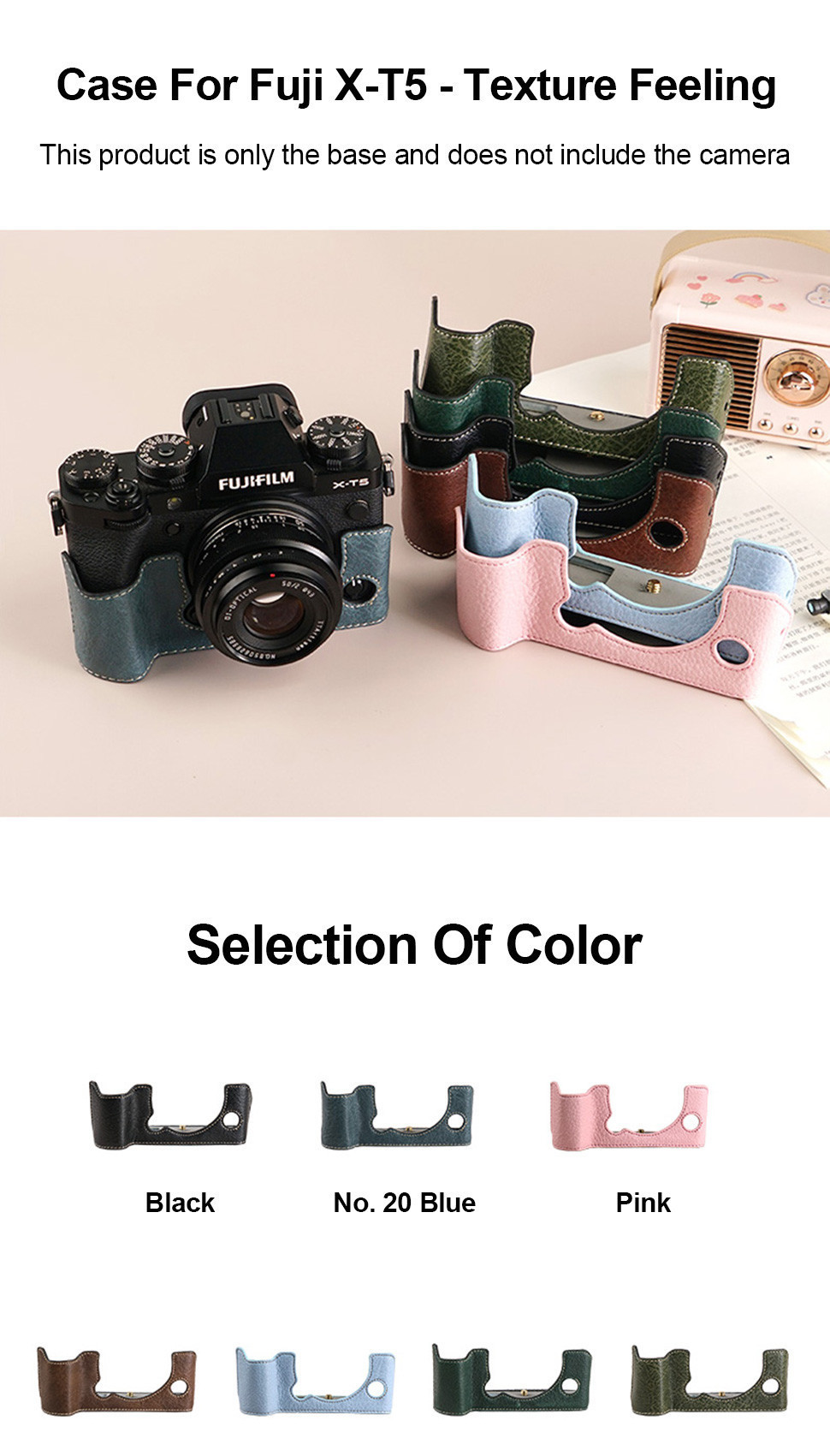 Fuji XT5 Camera Protective PU Leather Base Case Fujifilm X-T5 XT50 XT30 ...