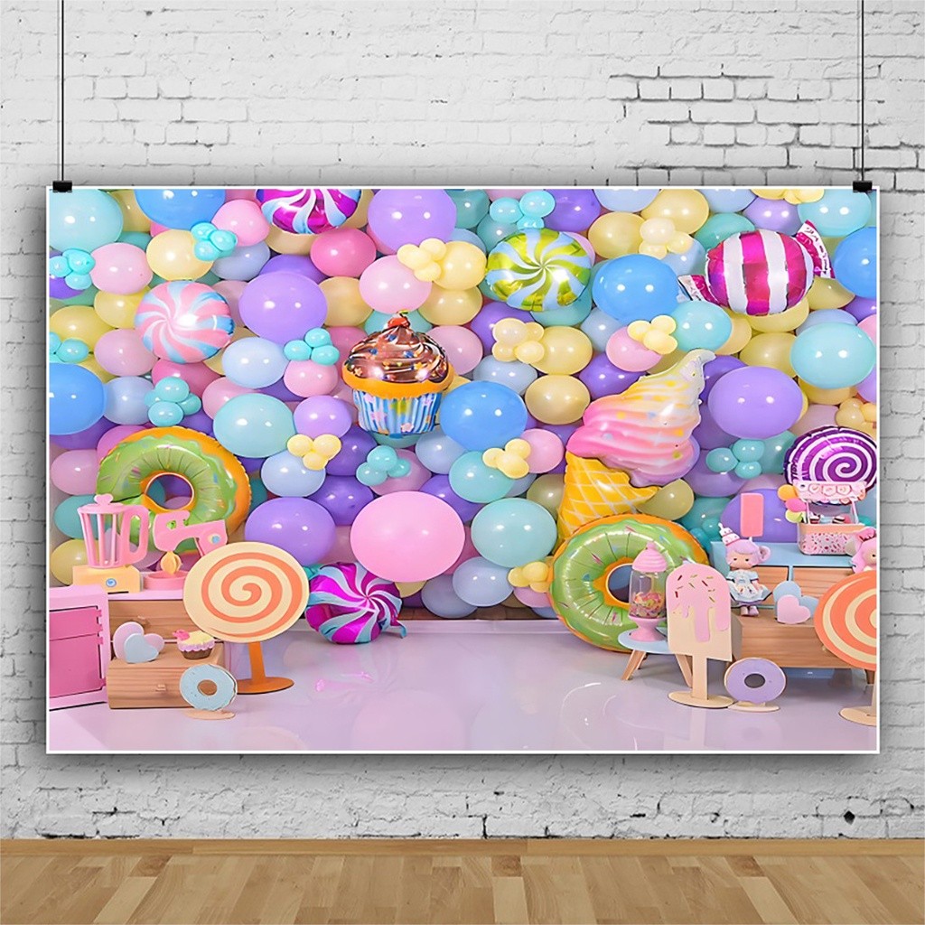1st Birthday Party Photography Backdrops Cotton Amusement Park Candy ...