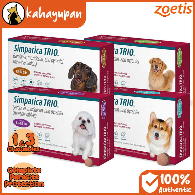 Anti Simparica TRIO Tick, Flea, Mange, Heartworm At Dewormer Para Sa ...