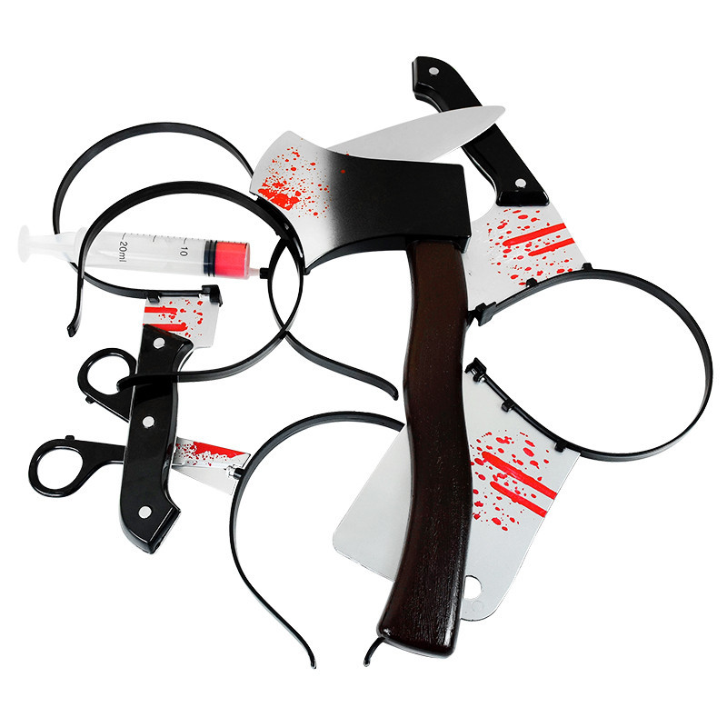Halloween Horror Props Blood Fake Ax Saws Knife Headband Hair Hoop for ...