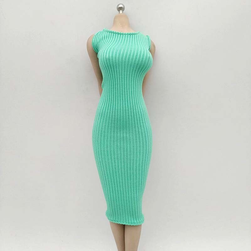 Tbleague 1/6 Scale Green Slim Dress Elastic Force Fashion Longuette ...