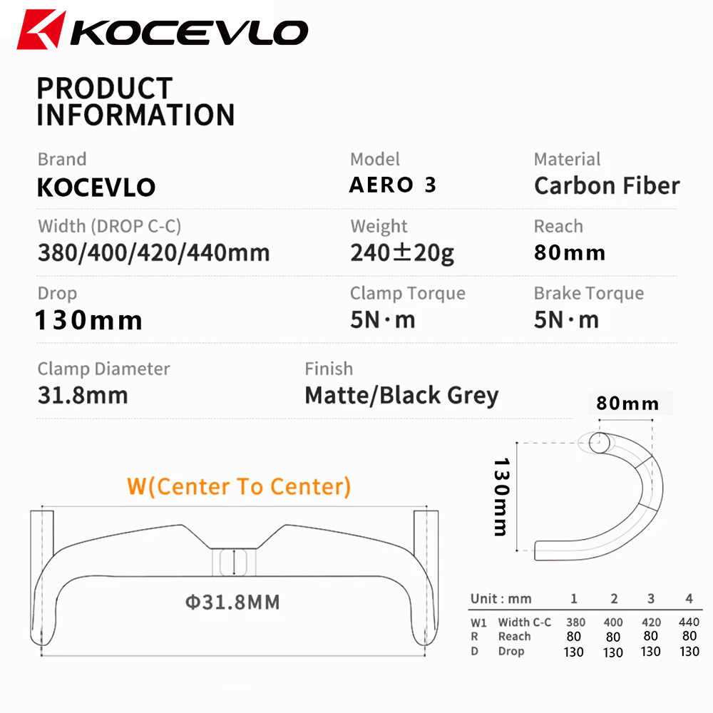 KOCEVLO Road Bike Carbon fiber handlebar internal routing bicycle Aero ...