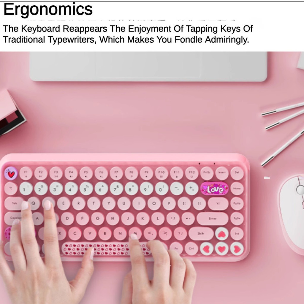 AJAZZ 308i Gradient Pink 2.4g Wireless&Bluetooth Keyboard and Mouse Set ...