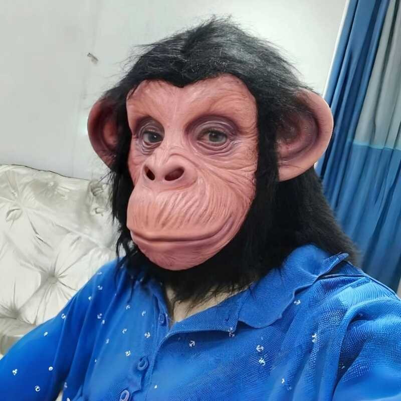 ZXH 1Pc Gomma Gorilla Mas Nakakatawa Hayop Black Hair Monkey Face ...