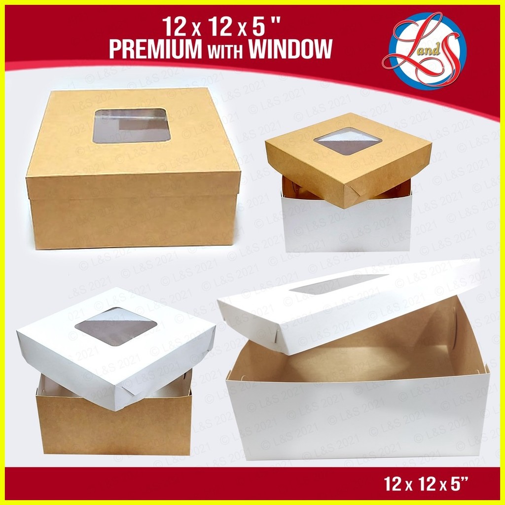 ஐ ♣ 12x12x5 (100 pcs) Premium Cake Box / Pastry Box with Window [ 12 x ...