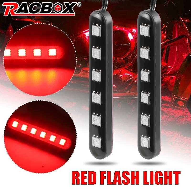 12V Motorcycle LED Tail Light 6Led Taillights Strip Flashing Light Red ...
