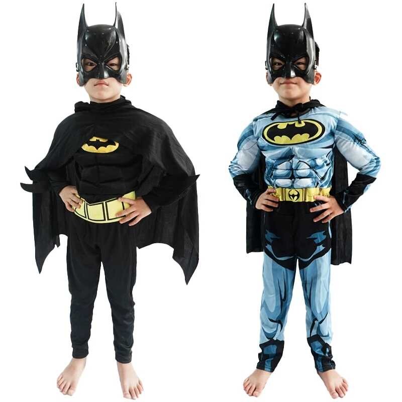 Mga ng Bat Jumpsuit Hero Costume Suit Na May Cape Mask Men Superhero ...