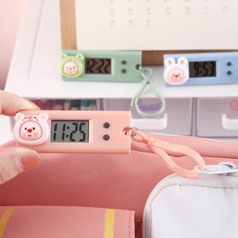 Cartoon Digital Clock Student Mini Electronic Clock Keychain Electronic ...