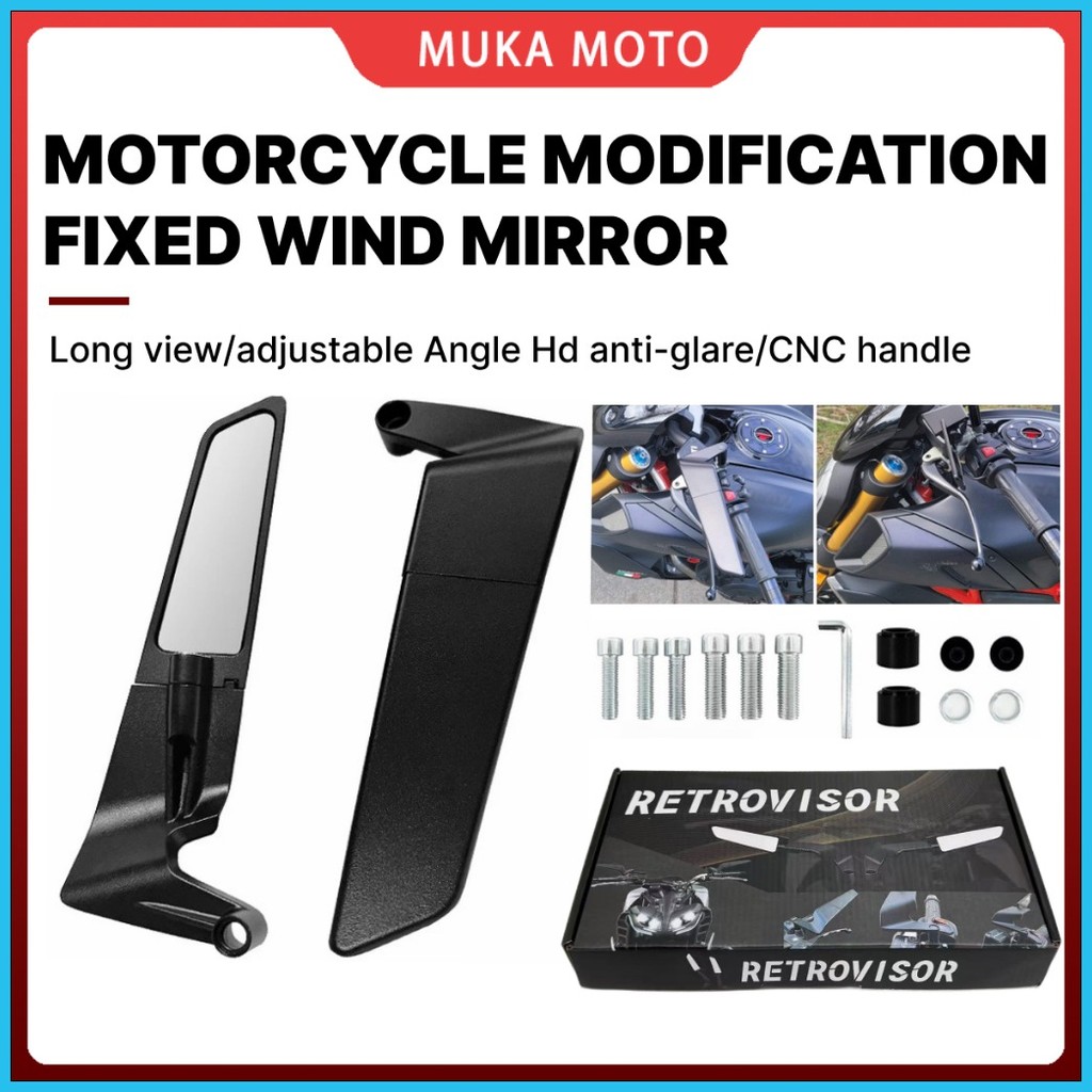 ☃ MUKA Wind Wing Rotating Side Mirrors 360°Alloy Universal Motorcycle ...