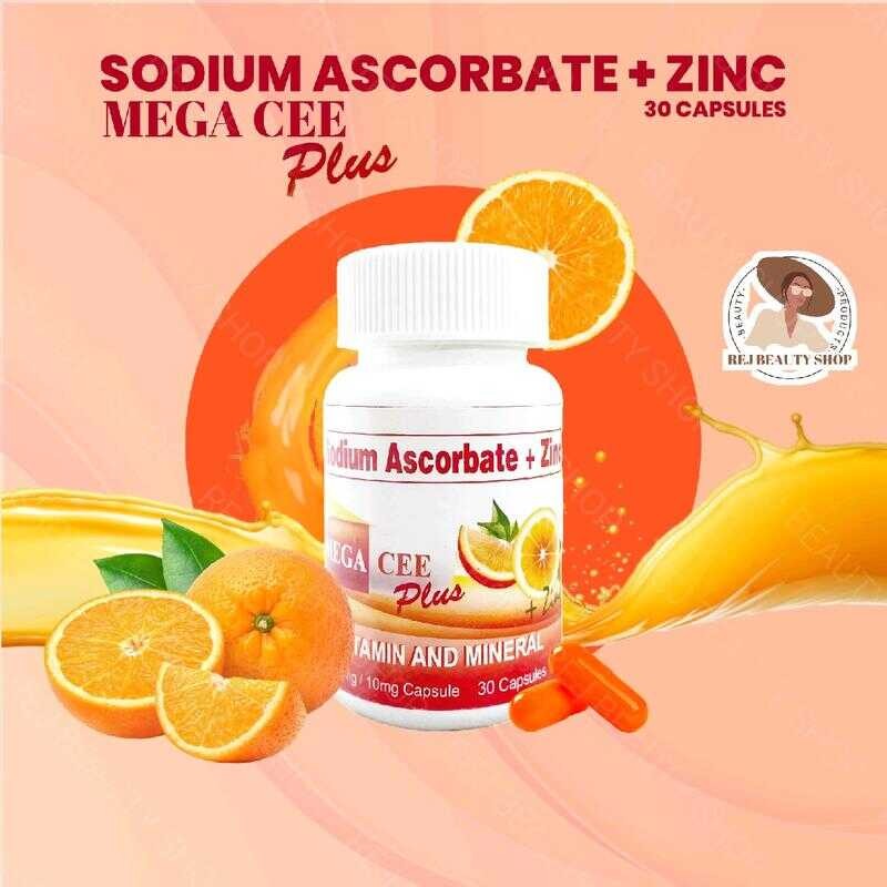 Mega Cee Plus Sodium Ascorbate + Zinc Supplement Healthcare | Shopee ...